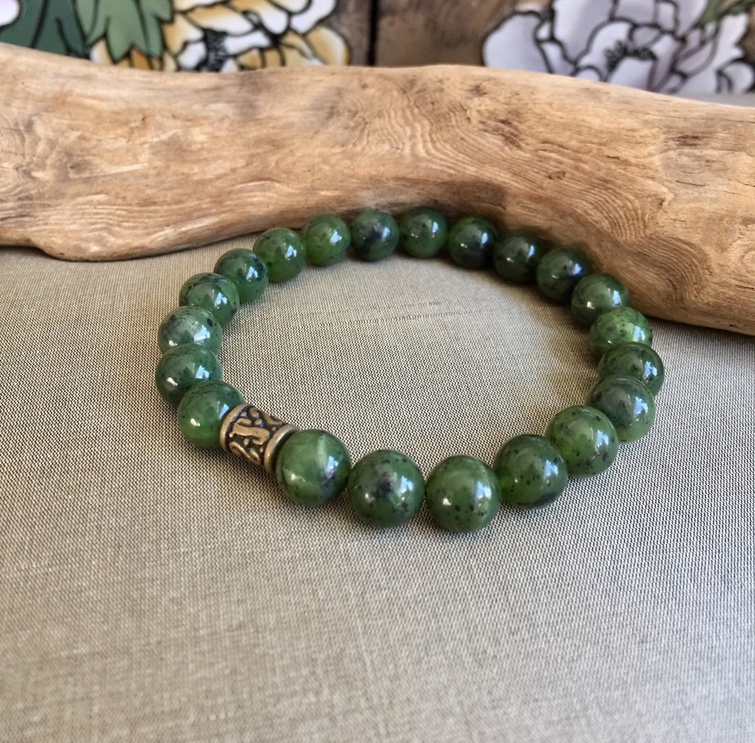 Mens Canadian Jade Bracelet, 100% Natural Untreated Genuine Canadian ...