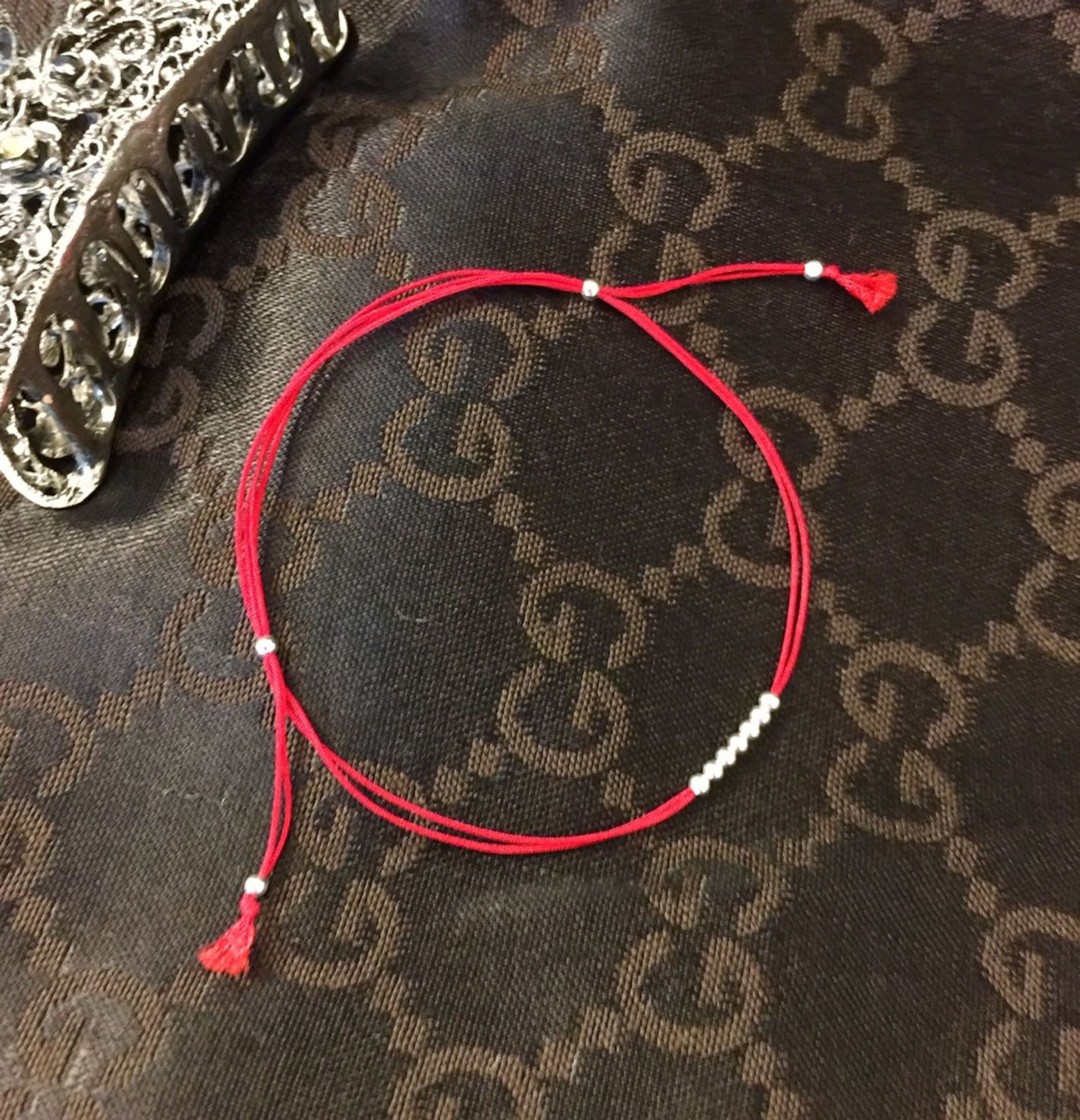 Good Luck Dainty Red Cord Bracelet, Positive Energy, 14k Gold Beads Red ...