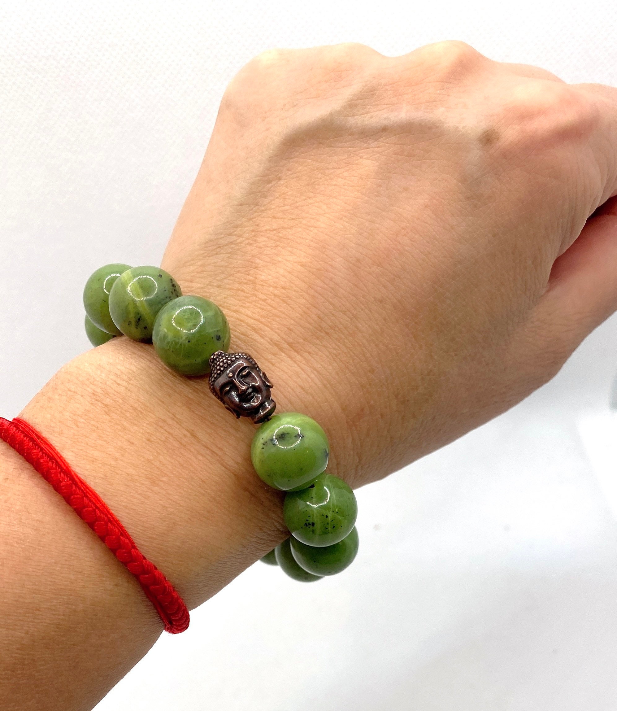 Canadian Nephrite Jade, Olive Green Canadian Jade Bracelet, 14mm ...