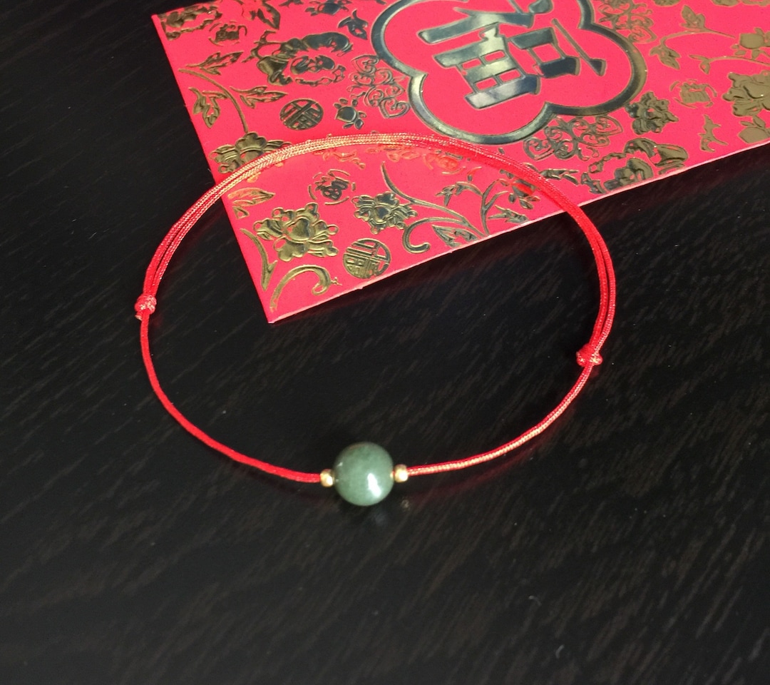 Good Luck Red Cord Bracelet, Jadeite Bracelet, Lucky Jade Bracelet ...