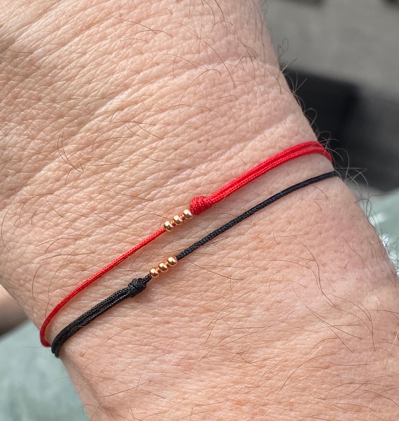 Mens String Bracelet Mens Bracelet Copper Thin Red Cord - Etsy