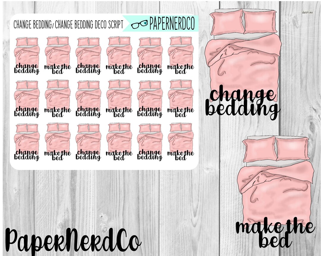 Make Bed Change Sheets Deco Script Planner Stickers - Etsy