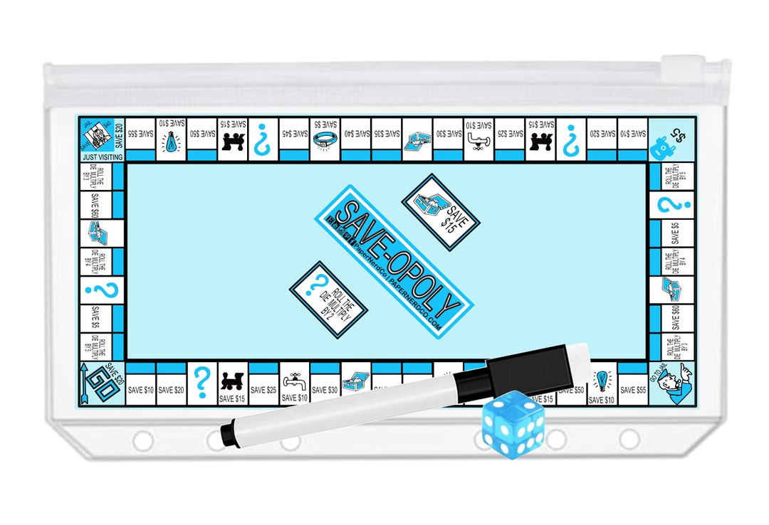 Blue Save-opoly Envelope Savings Challenge Savopoly Savings Papernerdco ...