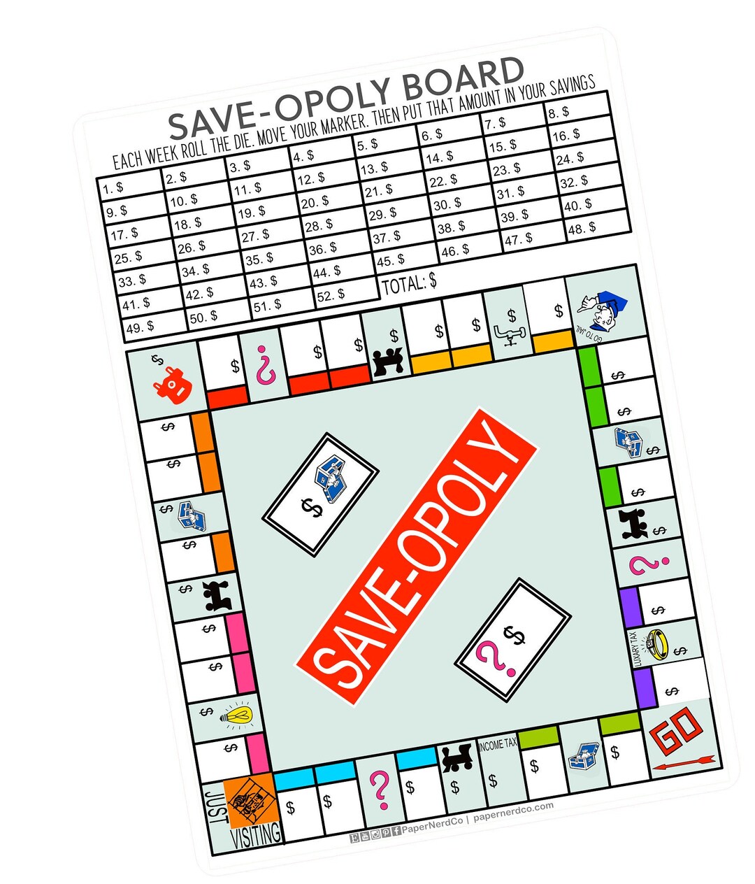 SAVE-OPOLY | Savings Challenge | Planner Stickers - Etsy