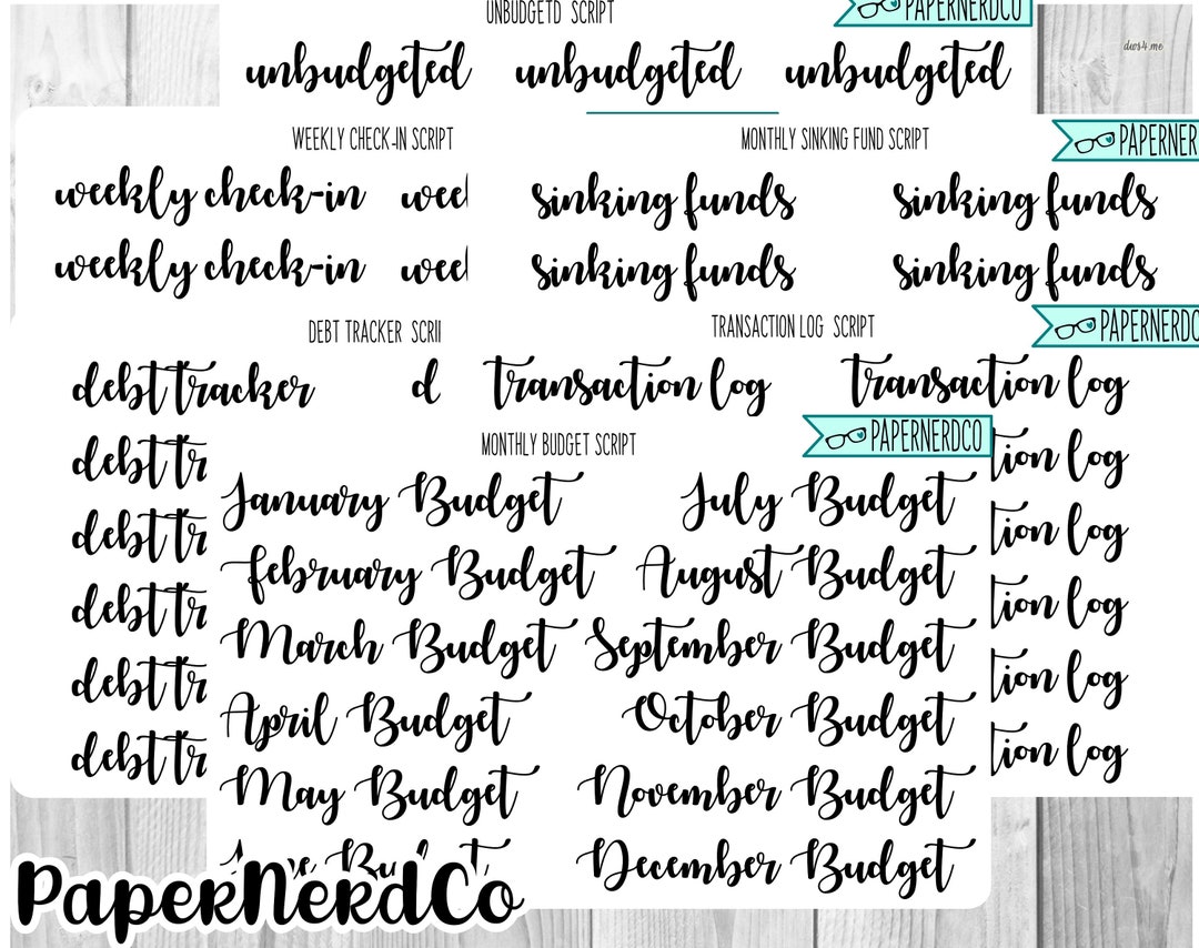 Budget Script Headers Bundle Mono Color - Etsy