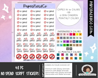 No Spend Stickers, No Spend Planner Stickers, No Spend Tracker Stickers ...