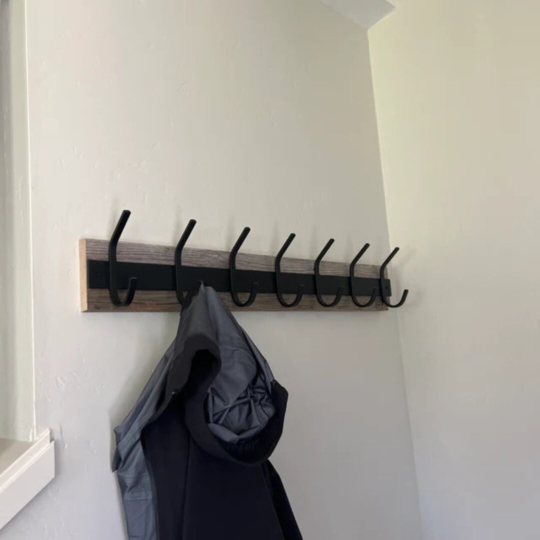 Farmhouse Charm: Rustic Black Metal Coat Rack Wall Mount With Stylish ...