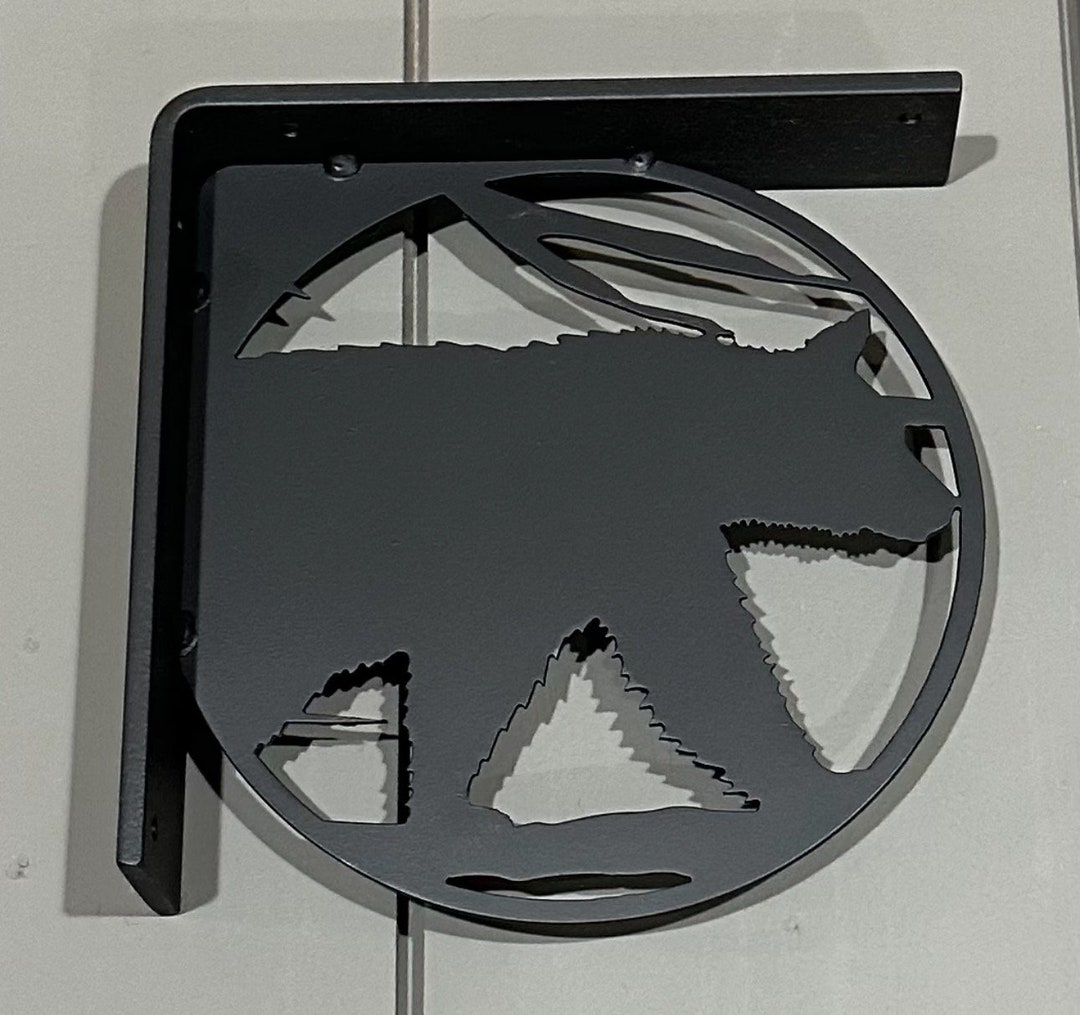 Bear Shelf Bracket Steel Hunting Cabin Decor Black Bear Decor Rustic ...