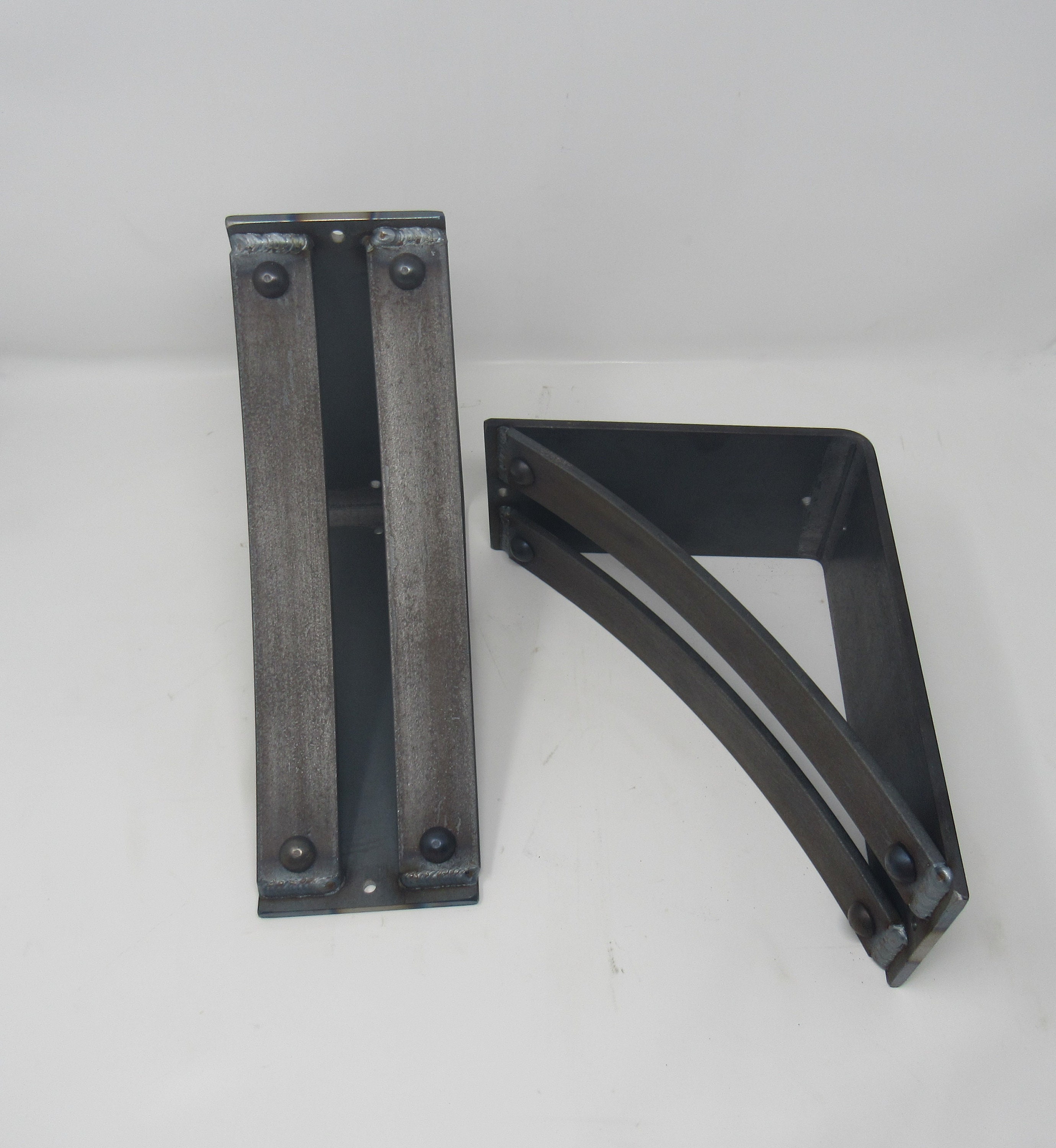 Metal Shelf Brackets 4 wide with double support bars -Rivets added