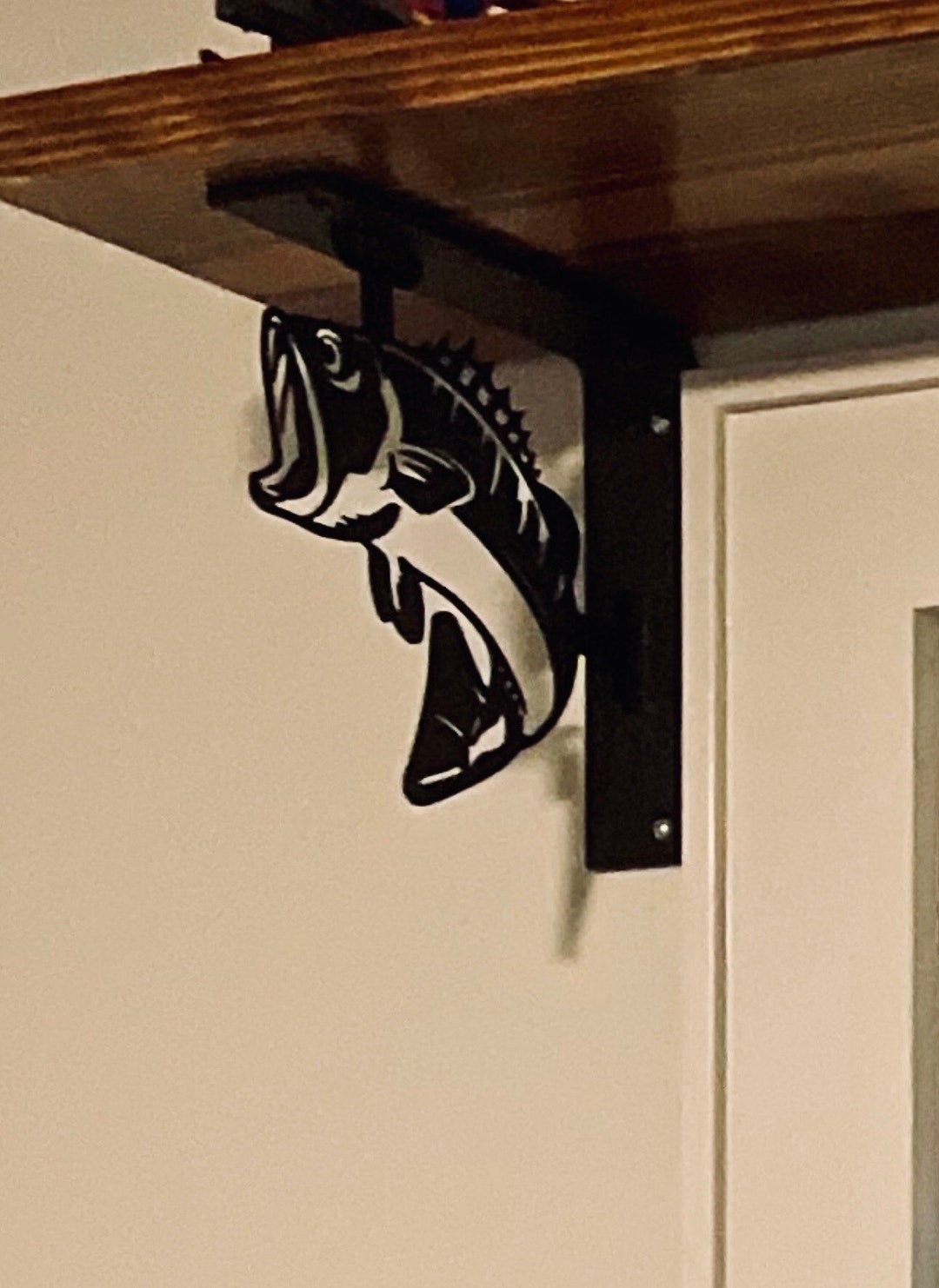 Fish Shelf Bracket Fishing Cabin Decor Bass Fish Rustic Metal Wall ...