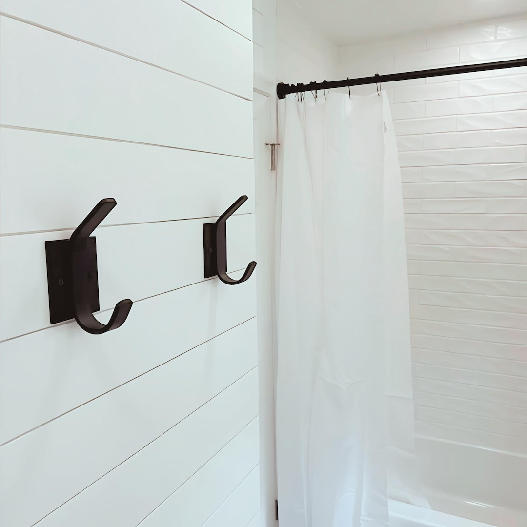 Metal Wall Hooks for Wall, Rustic Hooks for Bathroom, Black Metal Hook ...