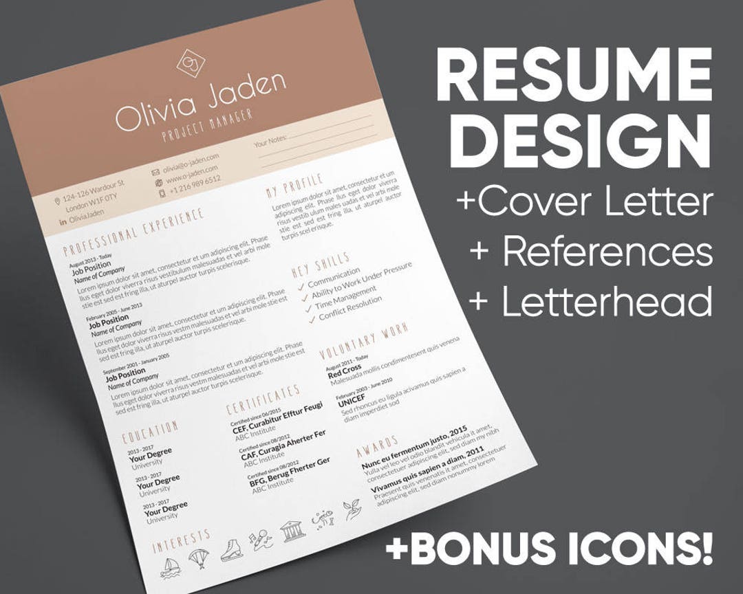 Resume Template + Cover Letter + References + Letterhead | BONUS Mini ...