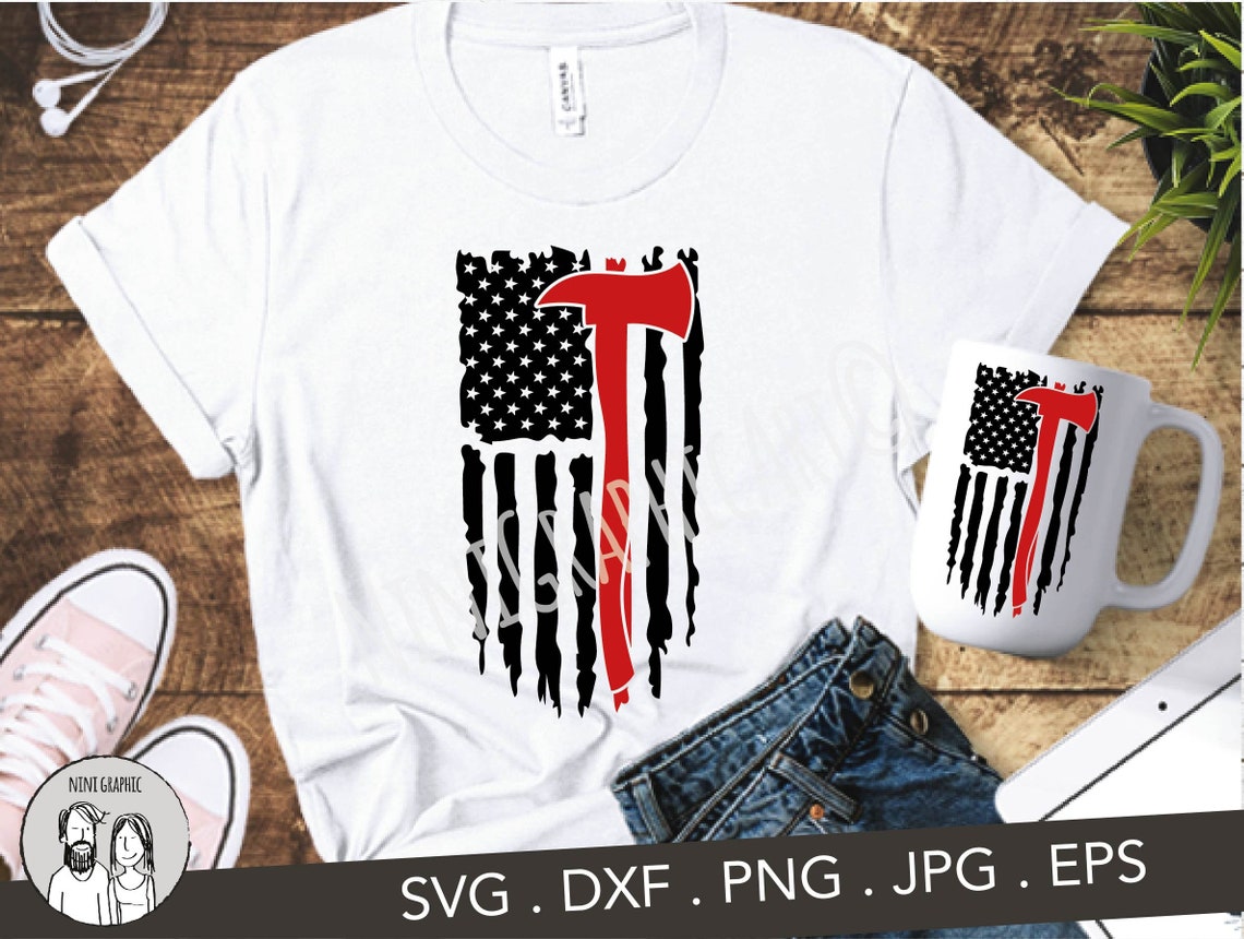 Firefighter Flag Svg, Distressed Firefighter Flag Svg, Fire Department ...
