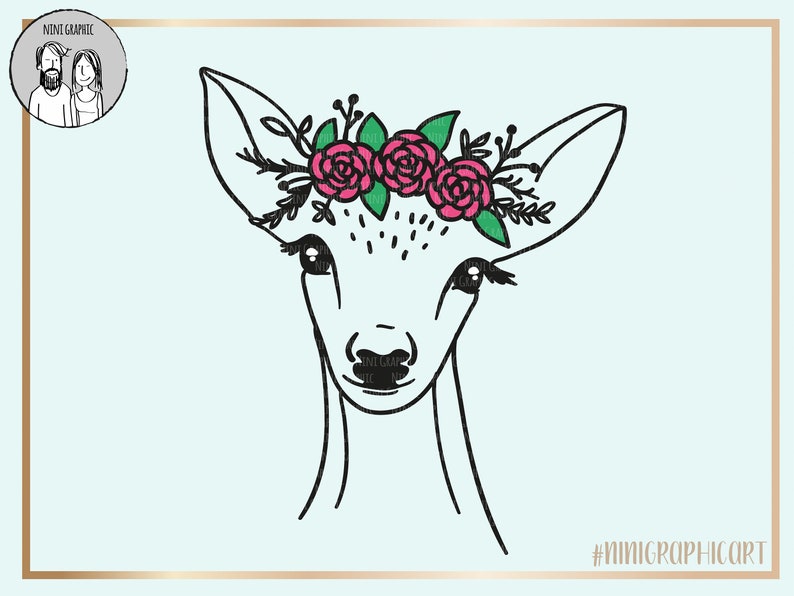 Cute Floral Doe Face Svg Png Eps Dxf Cricut Silhouette | Etsy