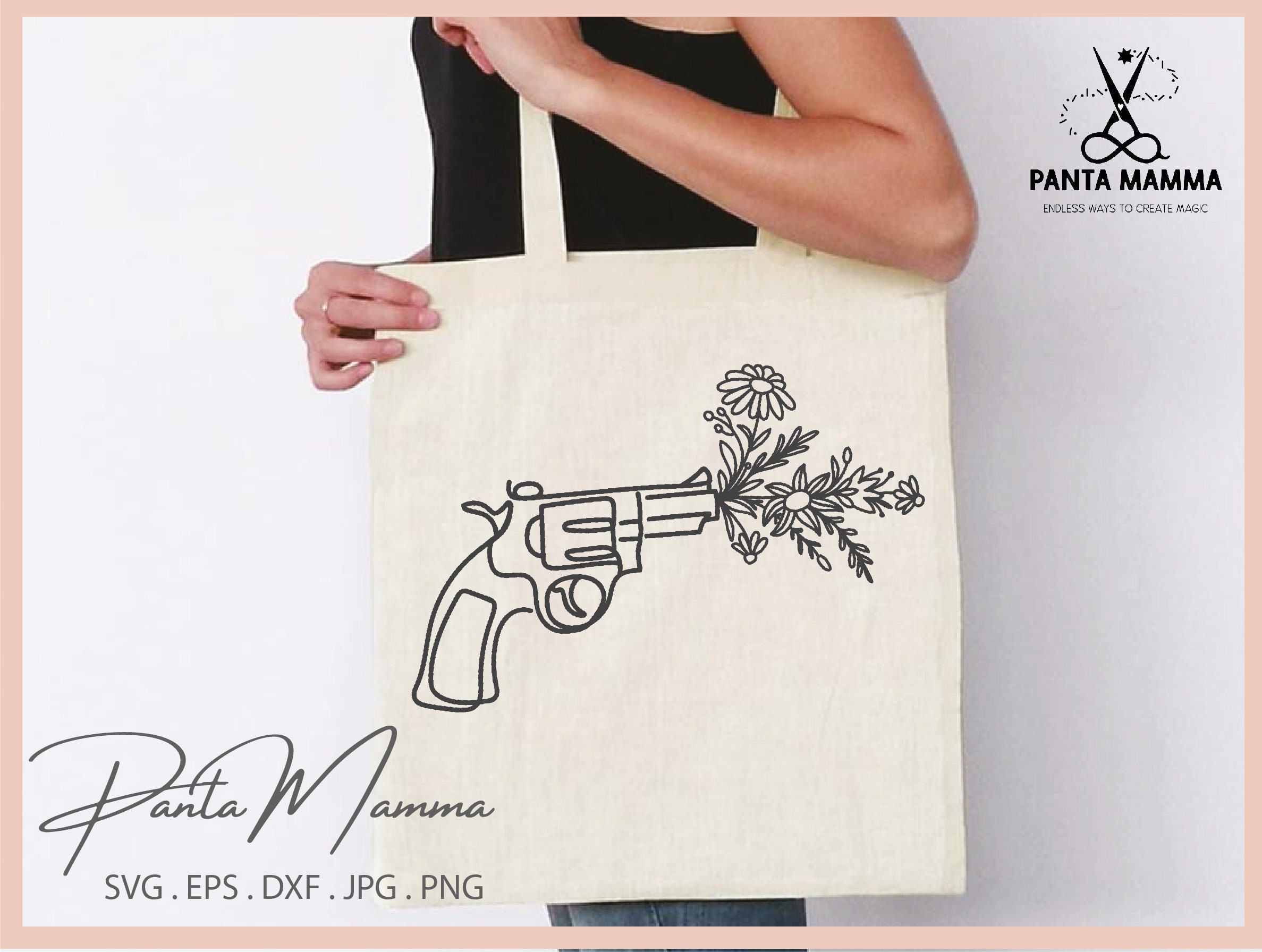 Flowers Gun SVG File Peace Svg Flowers Gun Border Svg File - Etsy