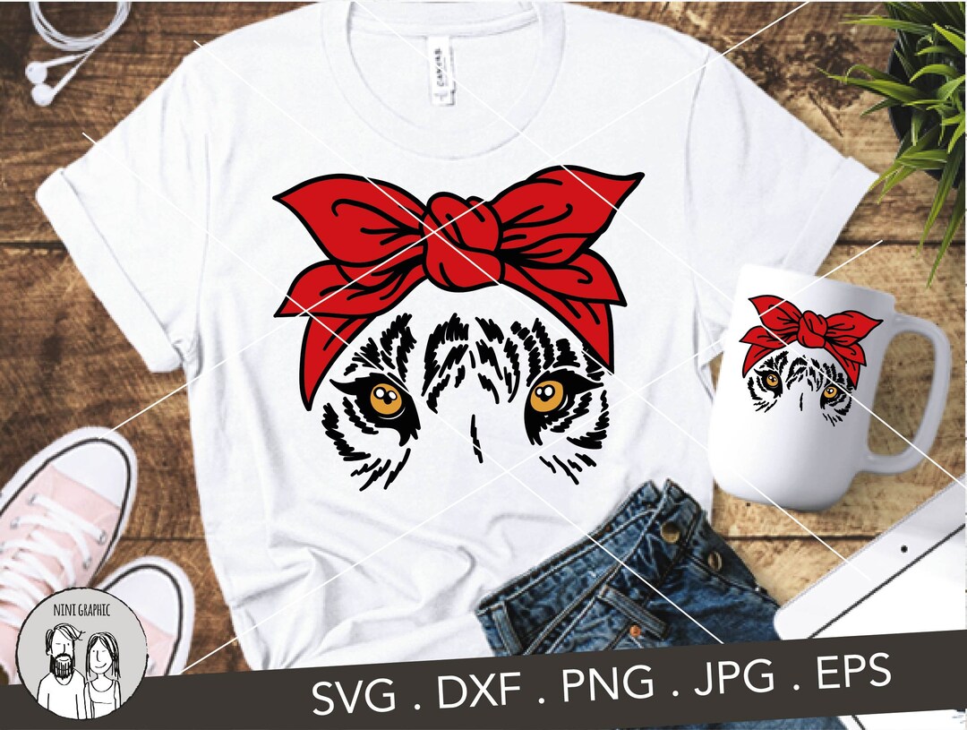 Tiger Svg, Tiger With Bandana, Cricut, Funny Wild Animal Head Clipart ...