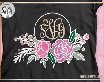 Rose Monogram Cuttable Frame PNG DXF SVG & Eps File for - Etsy