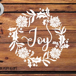 Floral Svg, Joy Wreath Svg, Joy Svg, Christmas Svg, Christmas Wreath ...