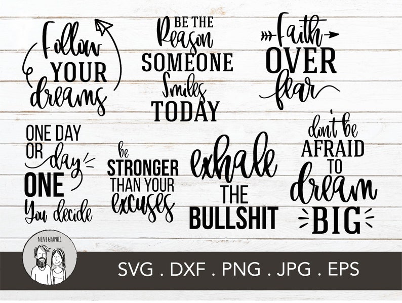 Inspirational Quote SVG Cut File Bundle, Cut File for Cricut & Cameo ...