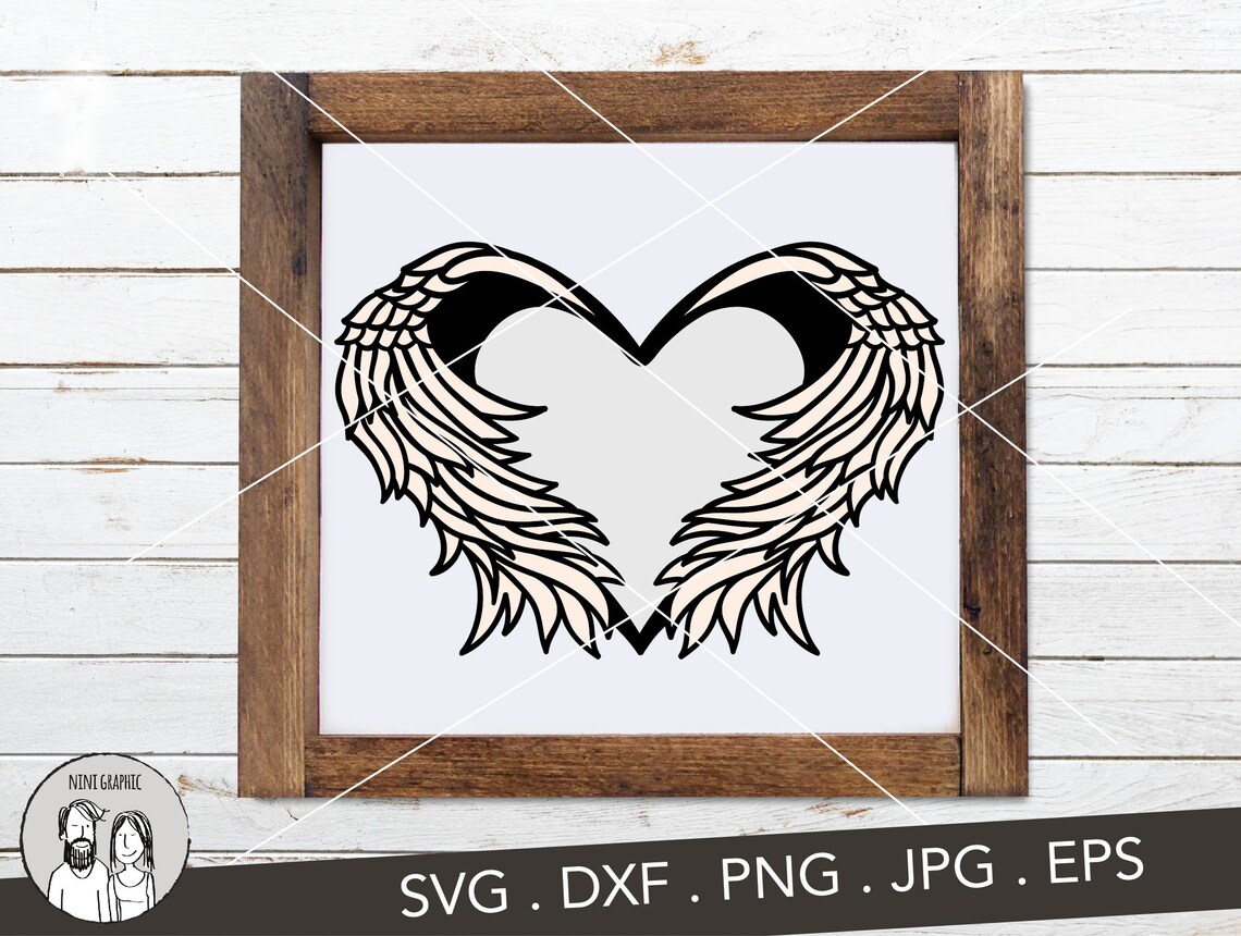 Wings SVG Heart Angel RIP in Loving Memory Heaven Love - Etsy
