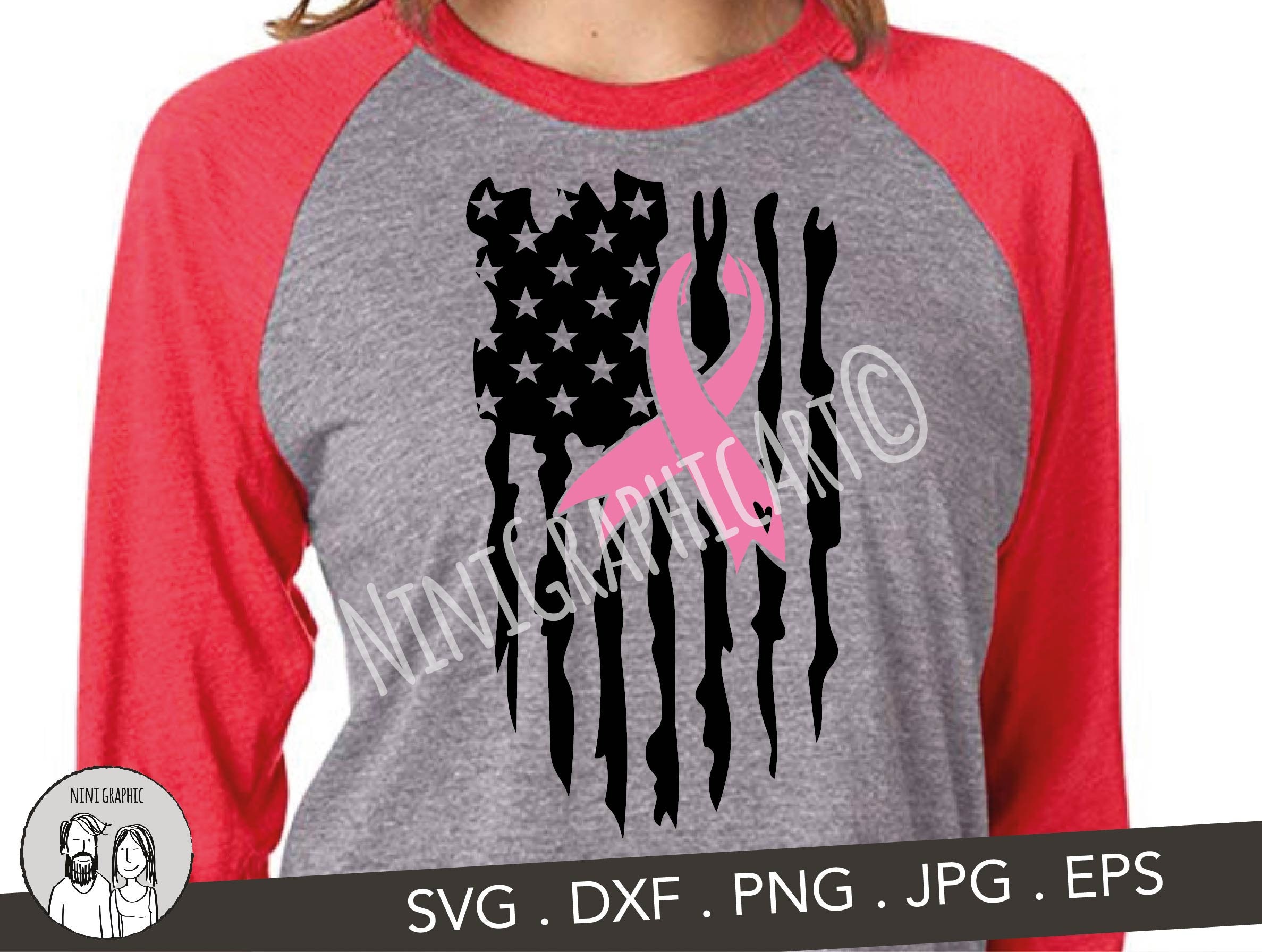 Pink Ribbon USA Flag Svg Breast Cancer Svg Grunge Flag Svg | Etsy