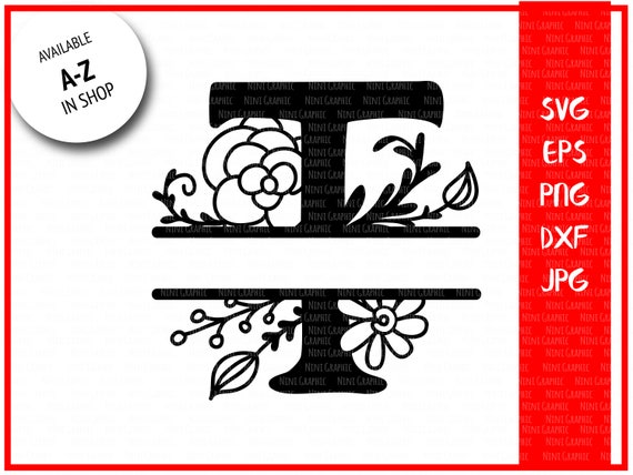 Monogram letter T Split letter T silhouette files SVG | Etsy