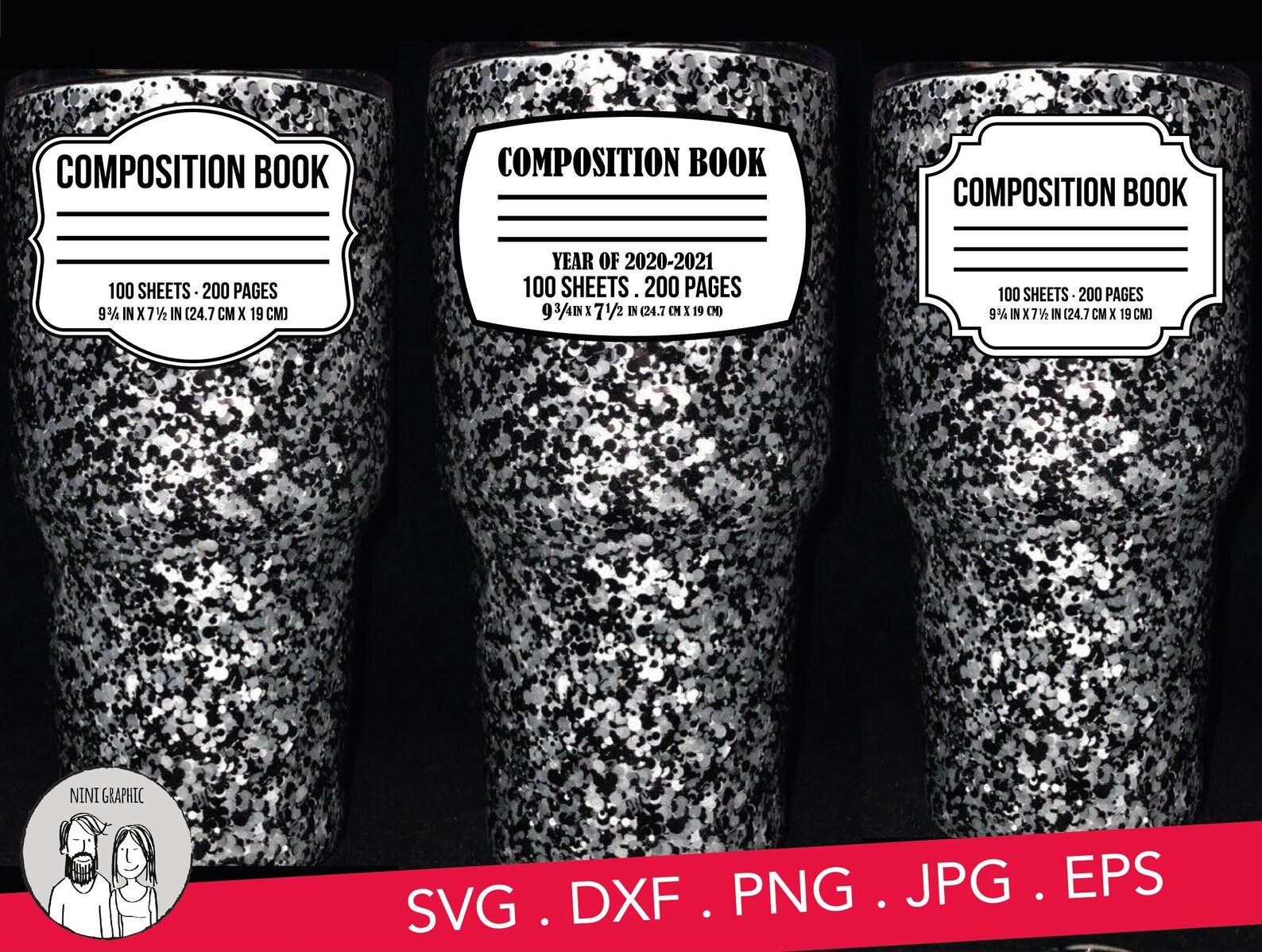 Composition Notebook Label | Label for Tumblers, Shirt, Decal - PNG ...