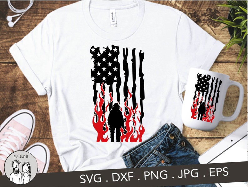 Firefighter Flag Svg Distressed Firefighter Flag Svg Fire - Etsy