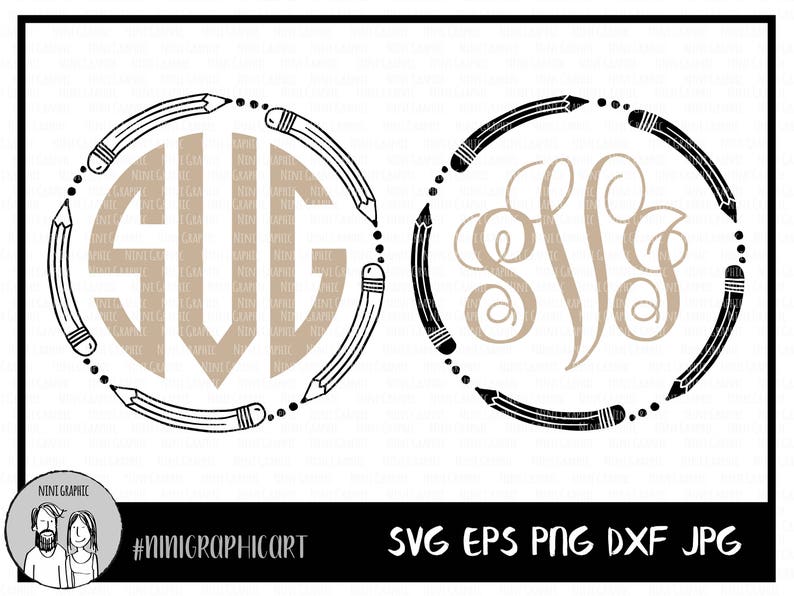 Teacher Monogram Frame Back to School Monogram Svg Pencil - Etsy