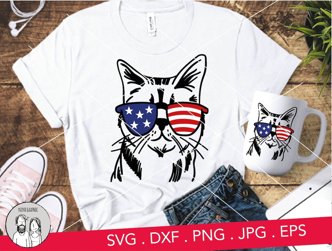 July 4th Cat SVG, Funny Cat Svg, Fourth of July Cat Svg File, Patriotic ...