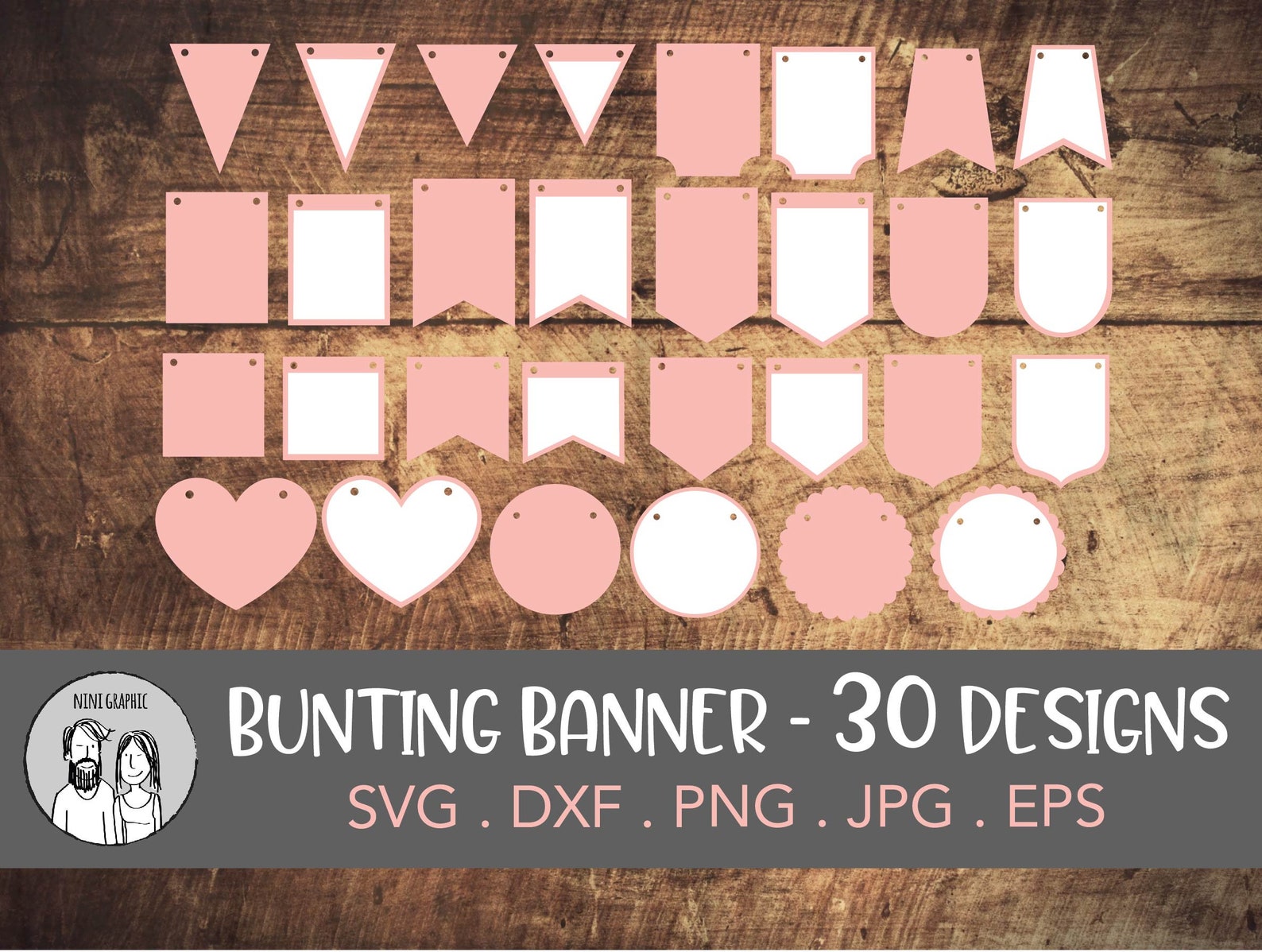 Bunting Basic Flag Shapes Banner Svg/dxf/png/jpeg Garland - Etsy