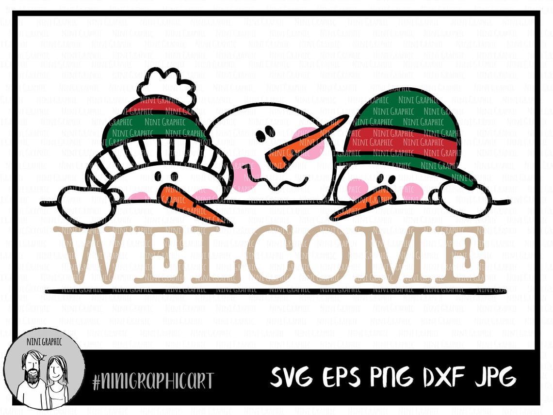 Hand Drawn Welcome Snowmen Faces & Snowman Split Frame SVG - Etsy