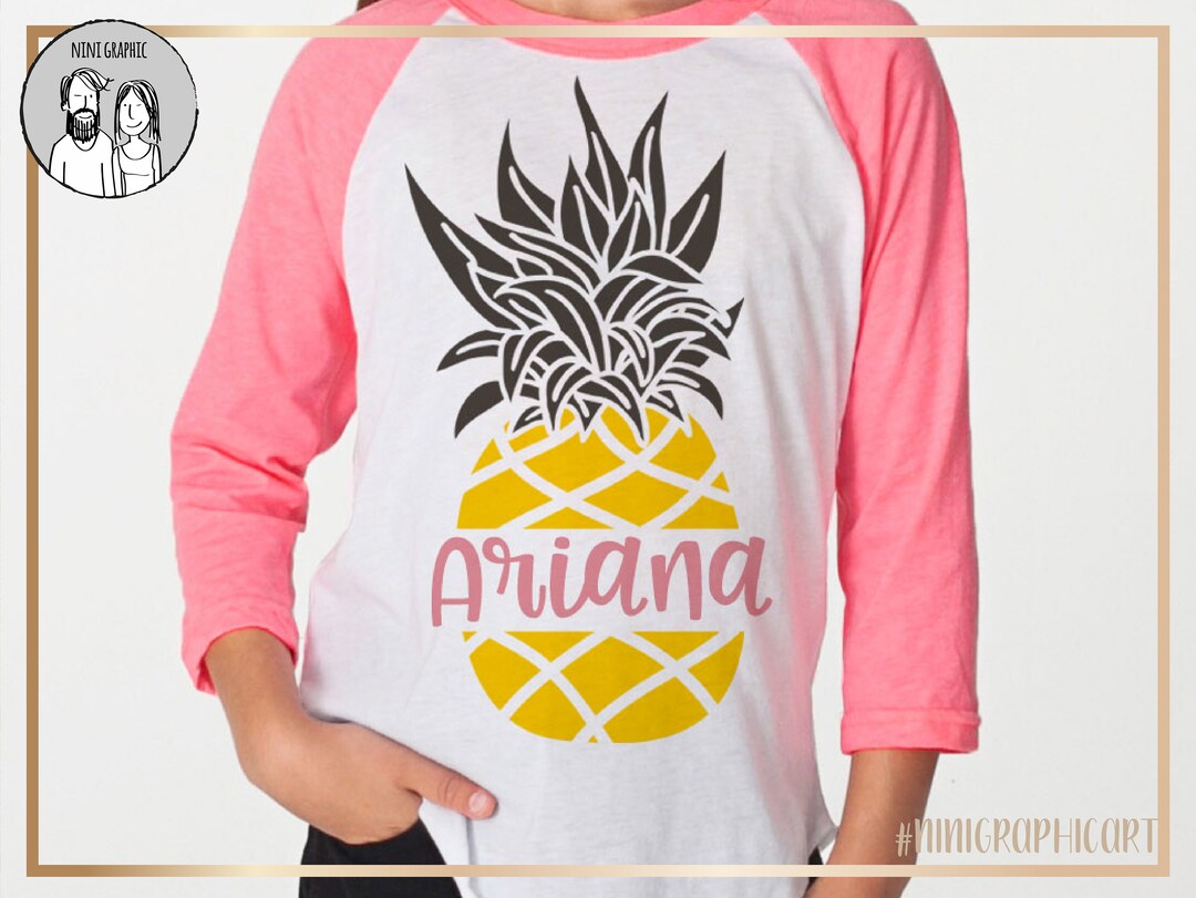 Hand-drawn Pineapple Split Frame Svg, Pineapple Monogram Svg, Split ...