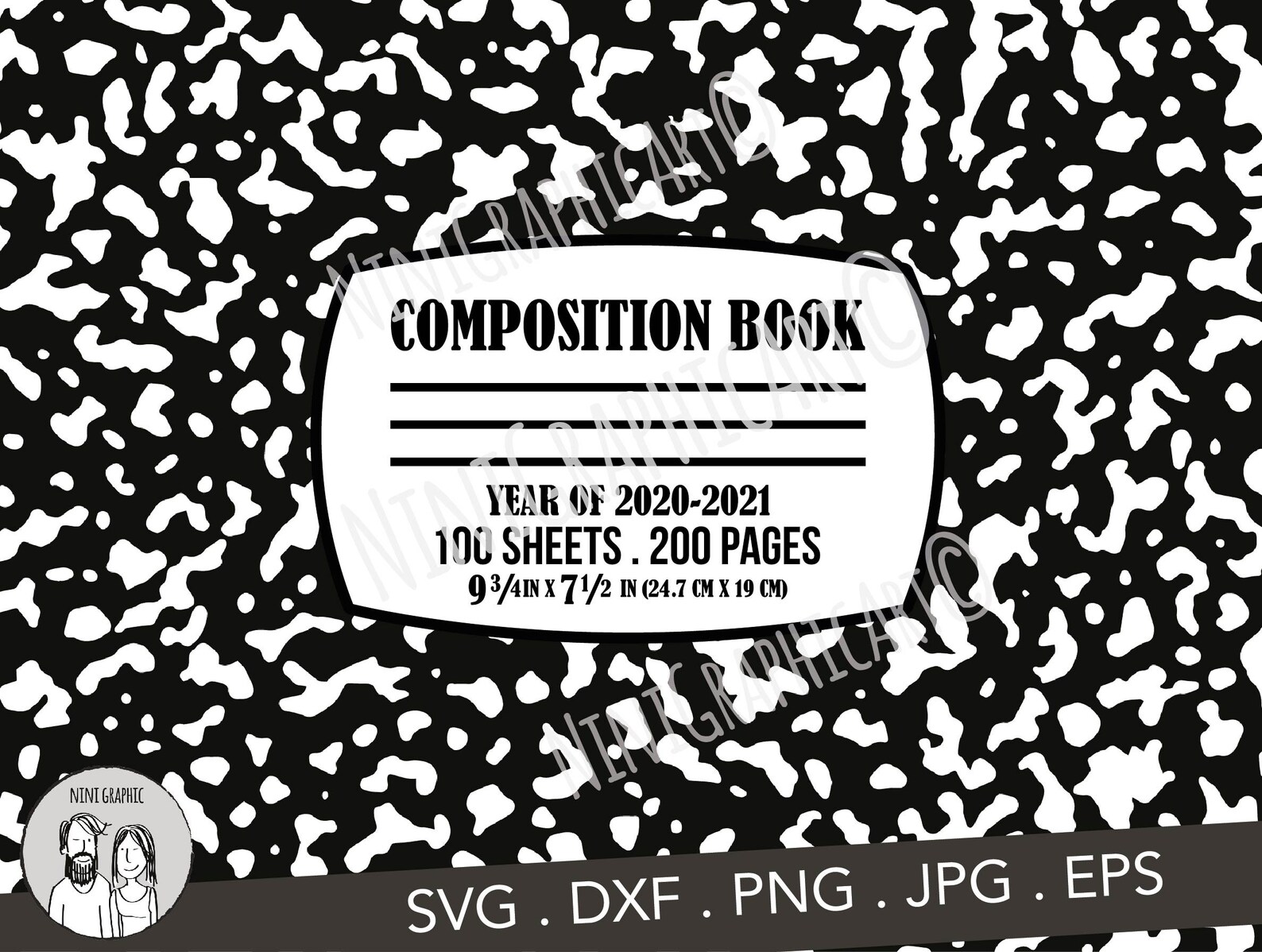 Composition Notebook Label | Label for Tumblers, Shirt, Decal - PNG ...