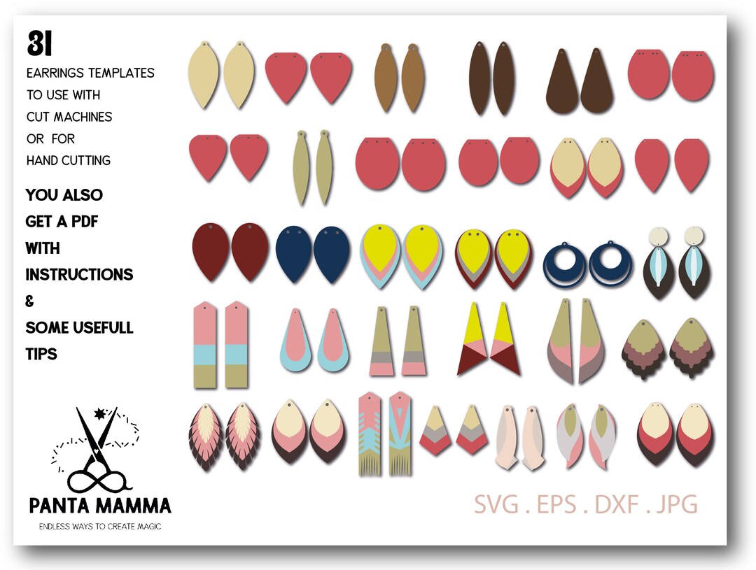 Classic Earring Svg Bundle Cut File Templates Bundle, Teardrop SVG ...