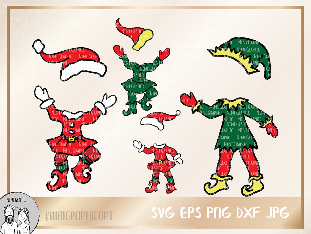 Hand Drawn Santa & Elf Can Use Con for Christmas Pictures SVG ...