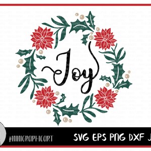 Floral Svg, Joy Wreath Svg, Joy Svg, Christmas Svg, Christmas Wreath ...