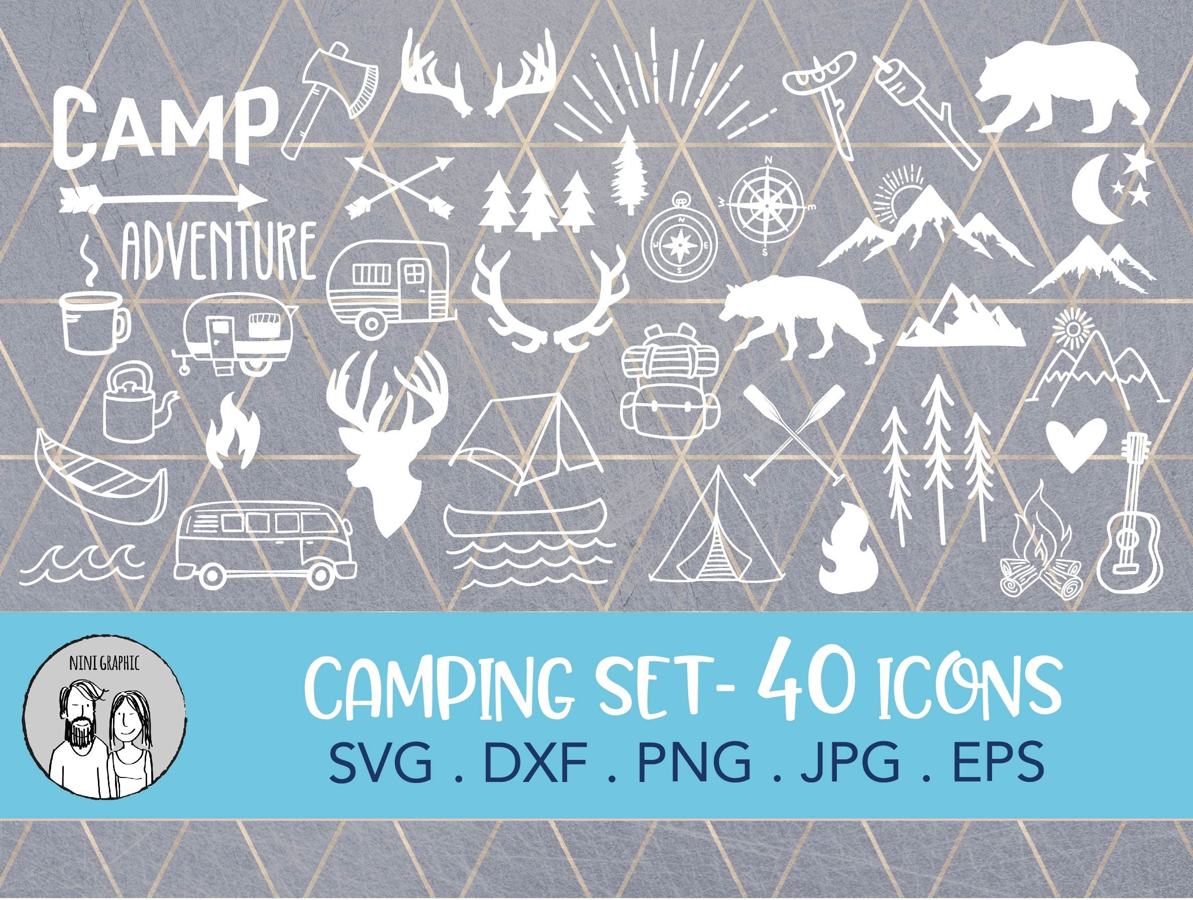 Camping SVG Bundle | Camp SVG Bundle, Camper Svg Pack Set, Camping ...