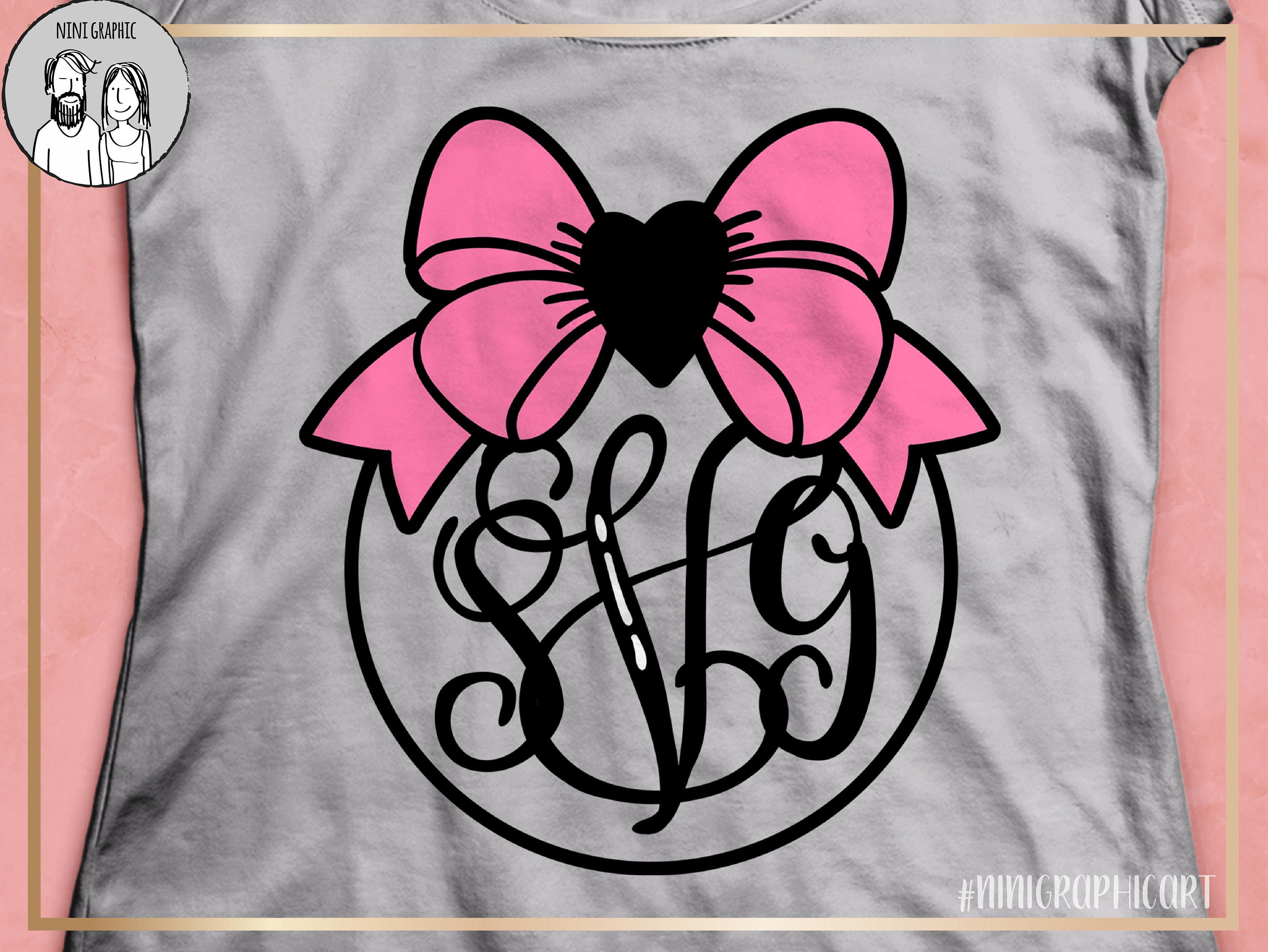 Bow Monogram Frame Svg SVG DXF EPS Bow Svg Southern Svg - Etsy