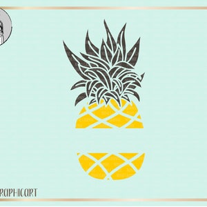 Hand-drawn Pineapple Split Frame Svg, Pineapple Monogram Svg, Split ...