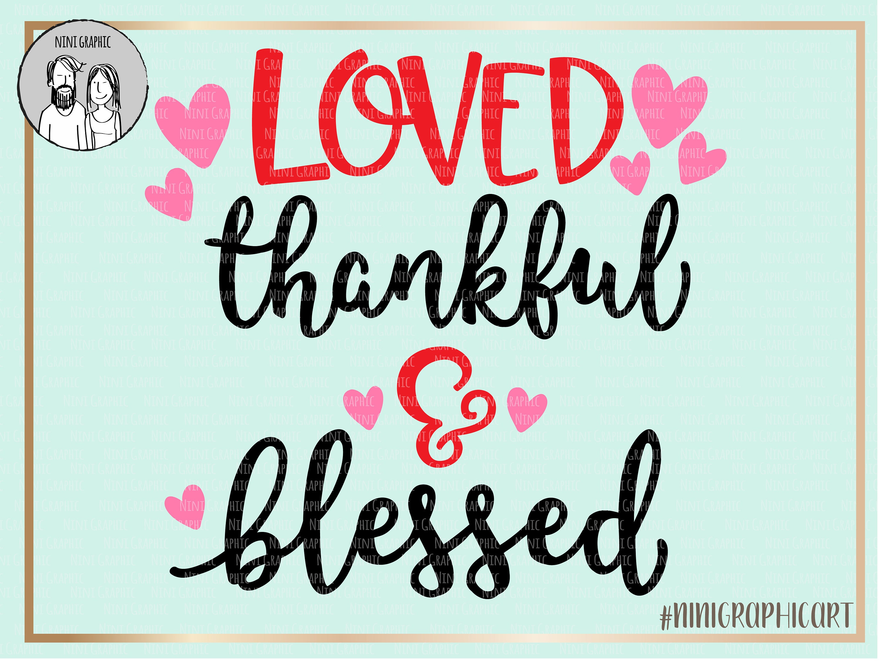 Loved thankful blessed SVG Valentine SVG Valentines Day | Etsy