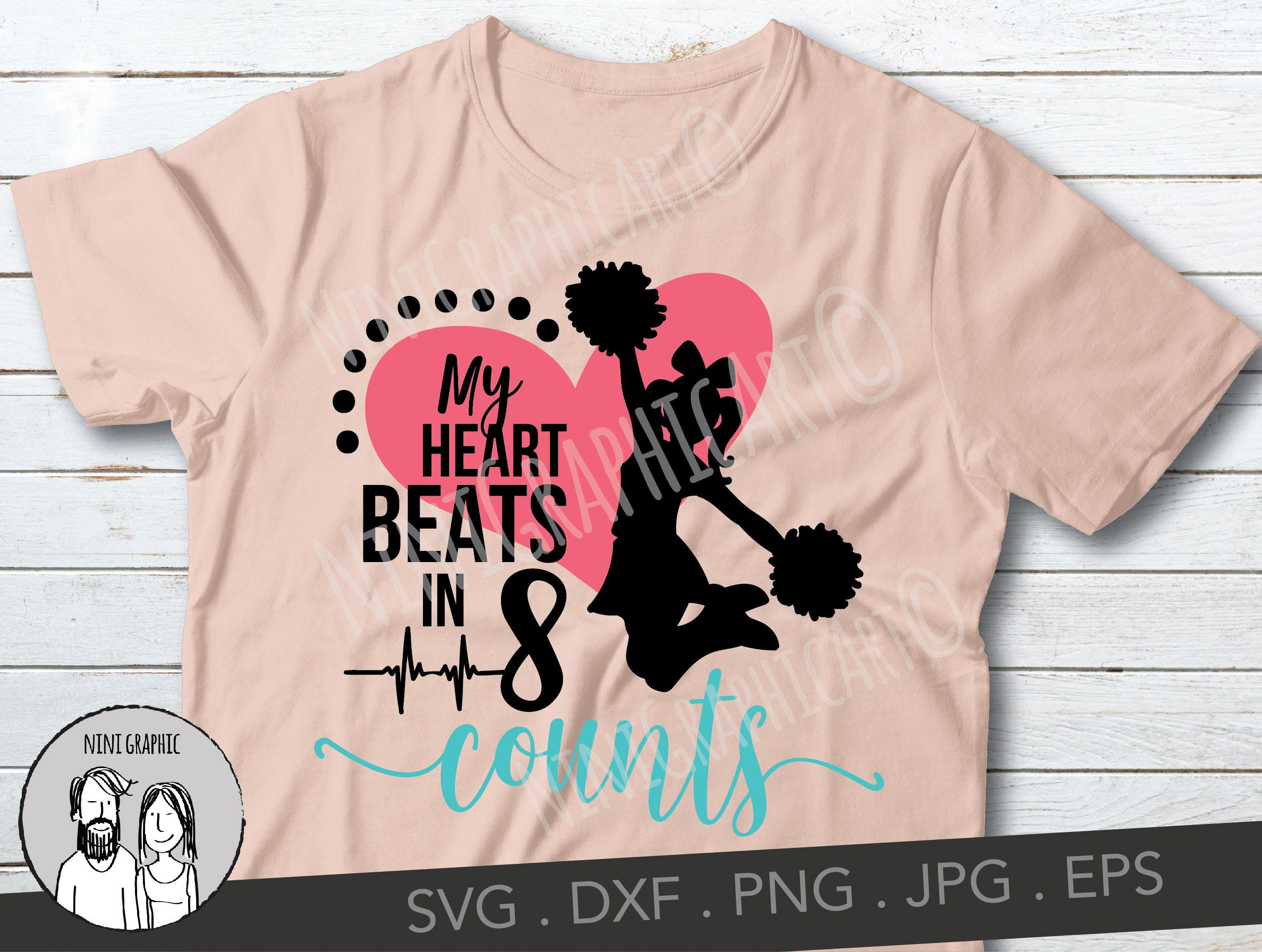 My heart beats in 8 counts SVG DXF eps PNG cheer svg | Etsy