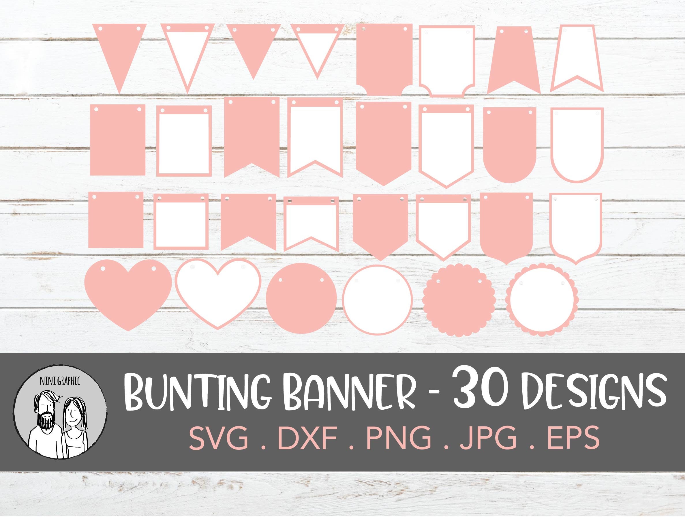 Bunting Basic Flag Shapes Banner Svg/dxf/png/jpeg Garland | Etsy