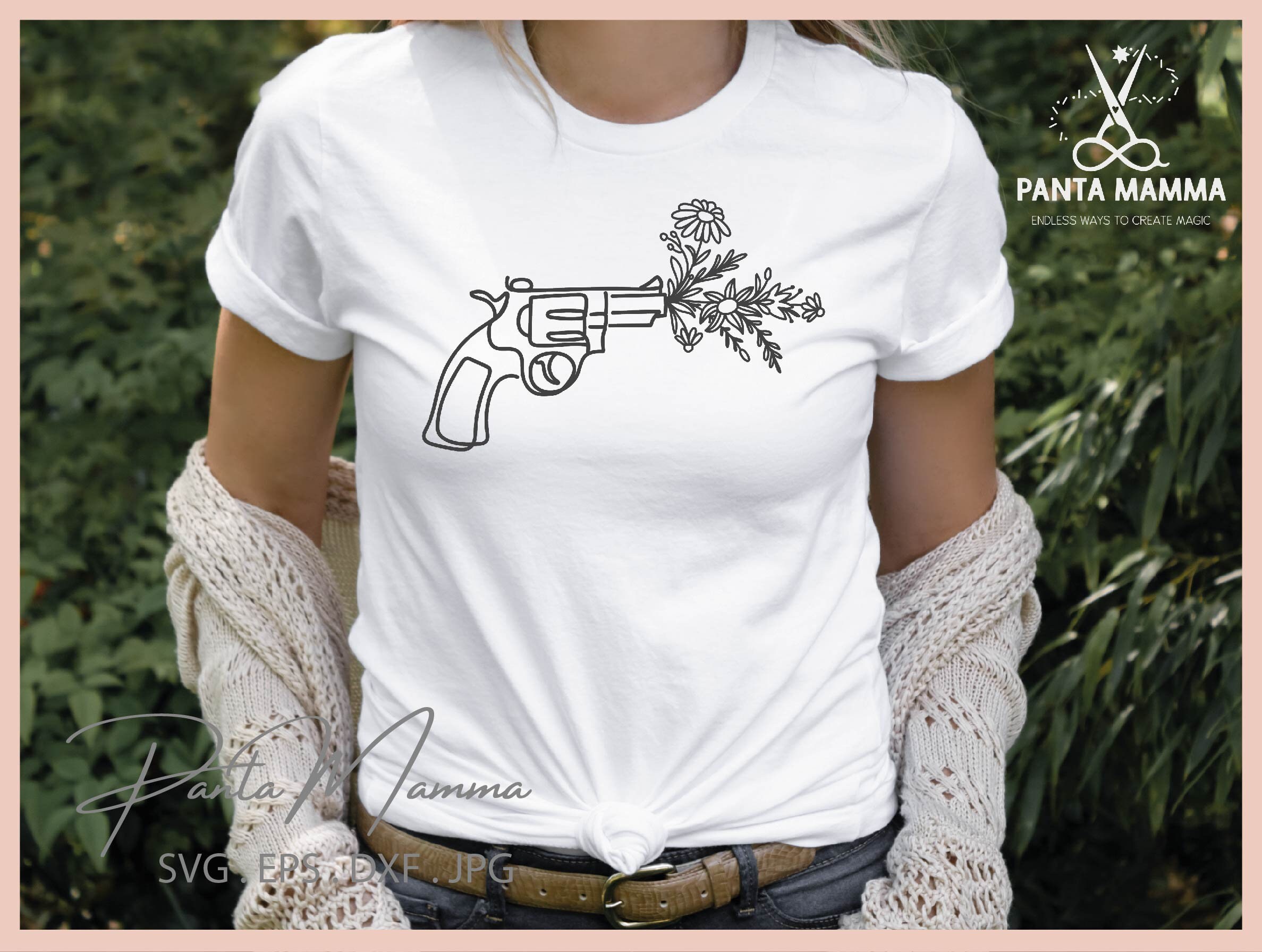 Flowers Gun SVG File Peace Svg Flowers Gun Border Svg File - Etsy