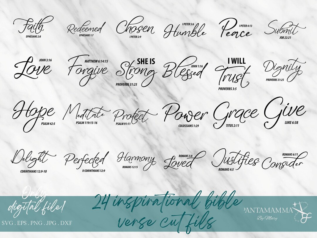 24 Inspirational Bible Verses Cut Files Svg Bible Verse Svg - Etsy UK
