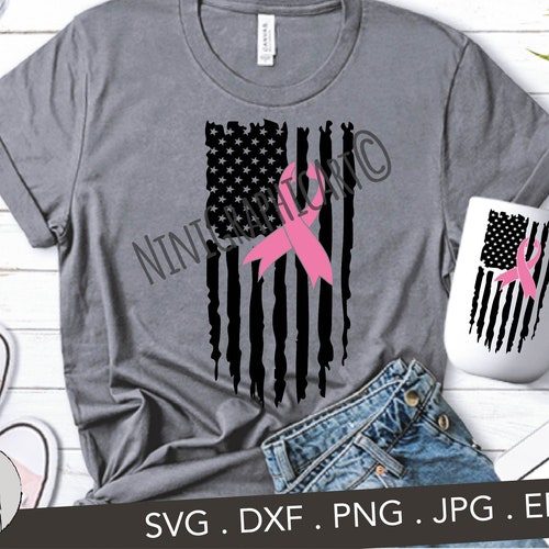 Pink Awareness Ribbon American Flag Cutting File Cricut - Etsy