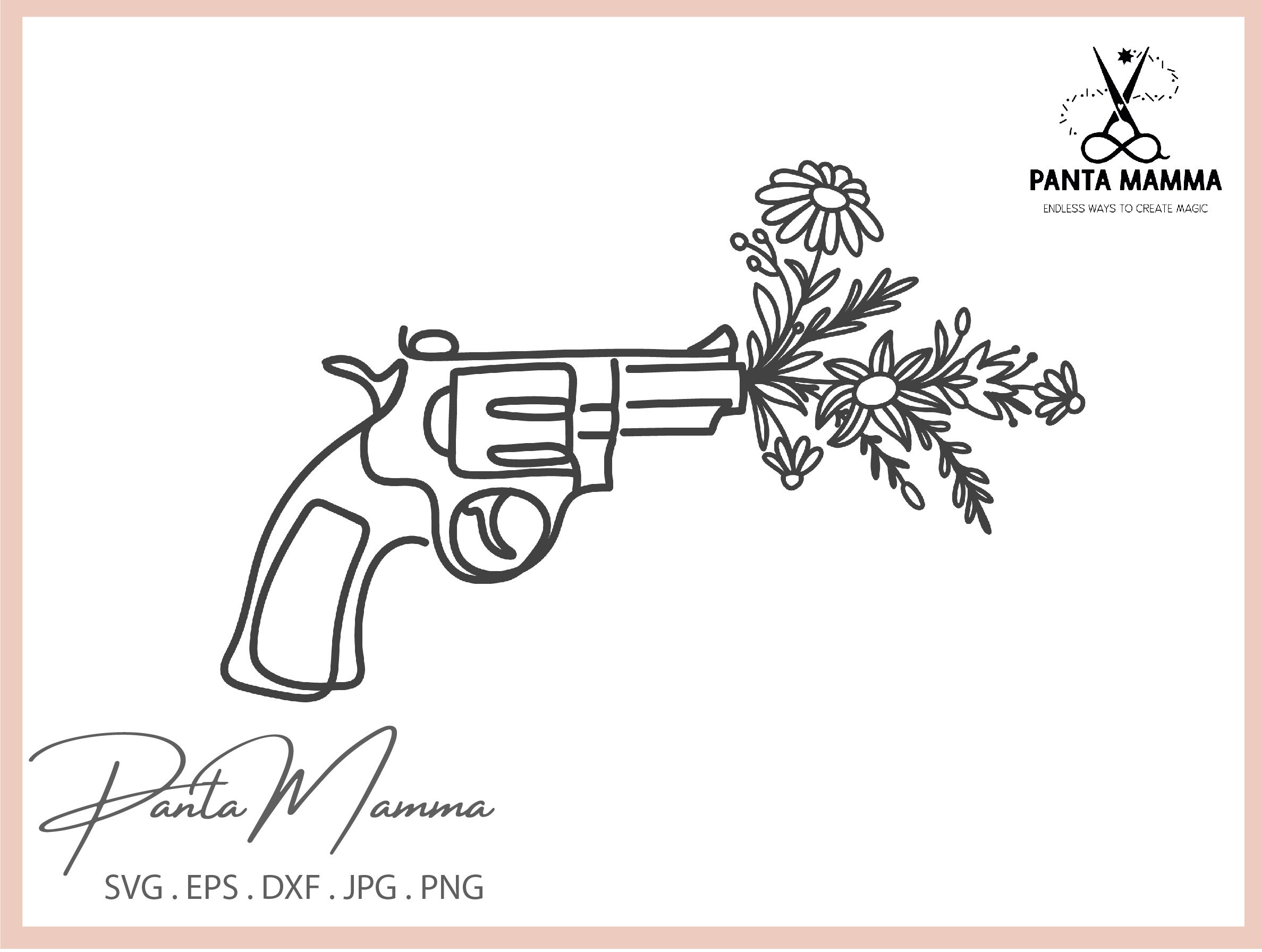 Flowers Gun SVG File Peace Svg Flowers Gun Border Svg File - Etsy