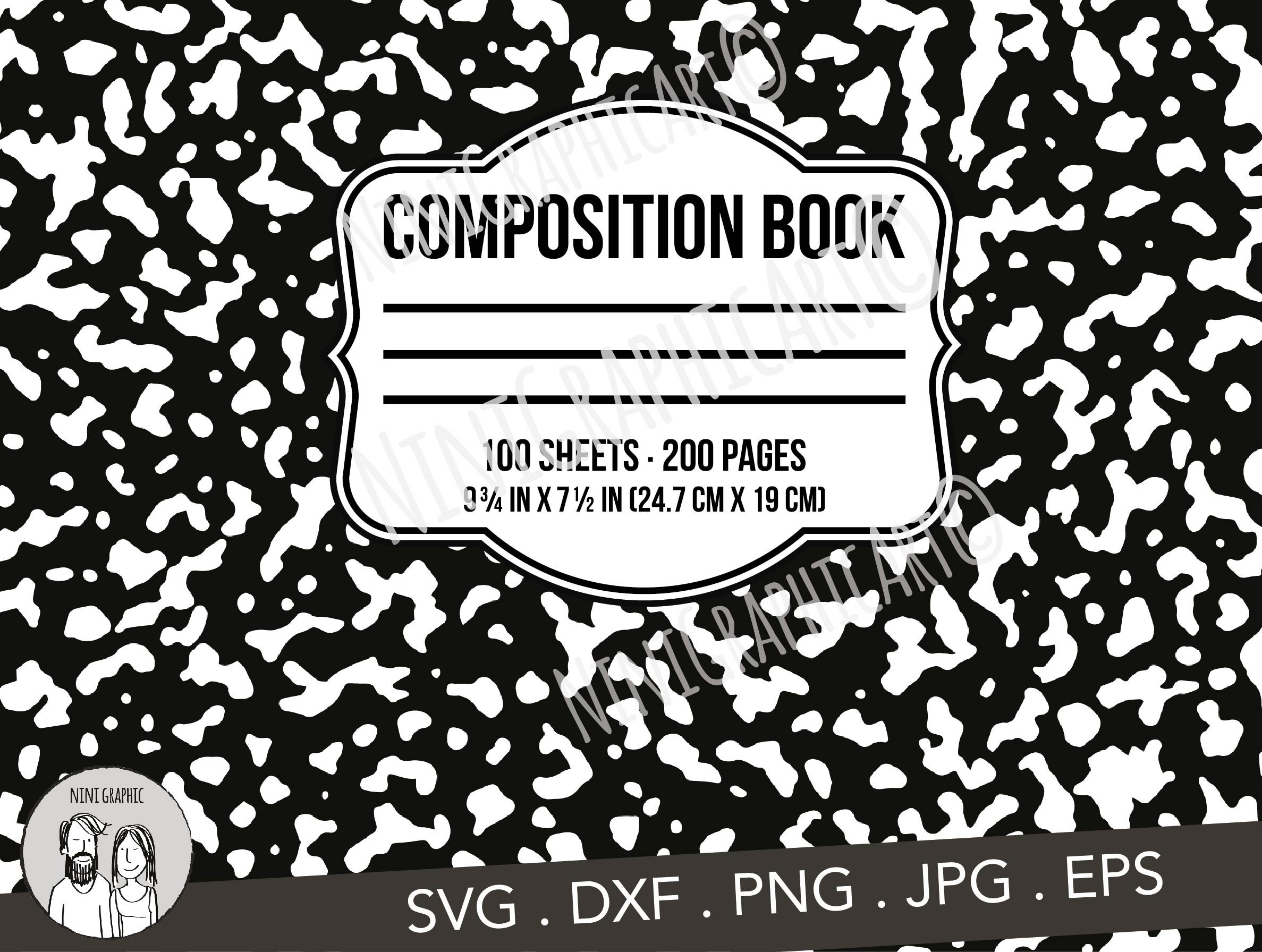 Composition Notebook Label | Label for Tumblers, Shirt, Decal - PNG ...