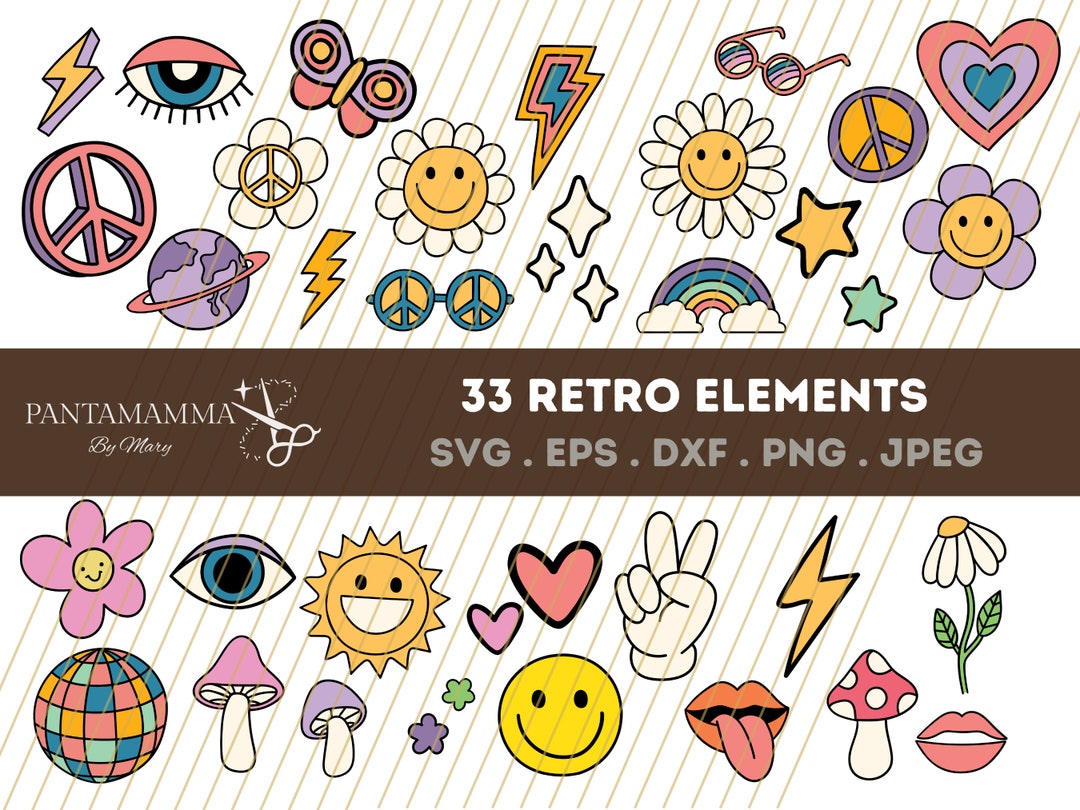 Retro Elements 33 Designs SVG Bundle | Retro Clip Art, Vintage ...