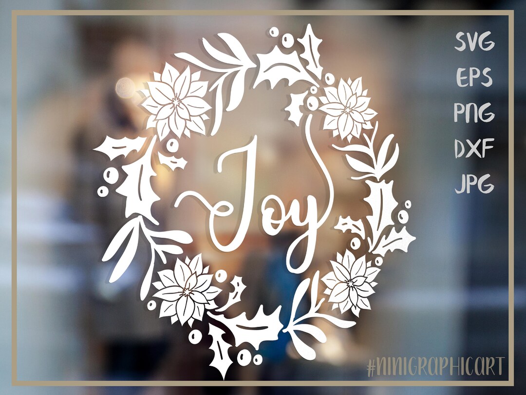 Floral Svg, Joy Wreath Svg, Joy Svg, Christmas Svg, Christmas Wreath ...